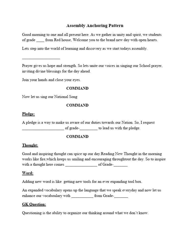 Assembly Anchoring Pattern | PDF
