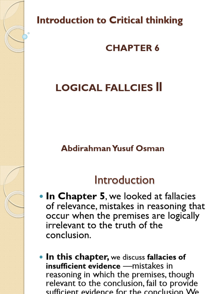 Critical Thinking Chapter 6 Download Free Pdf Fallacy