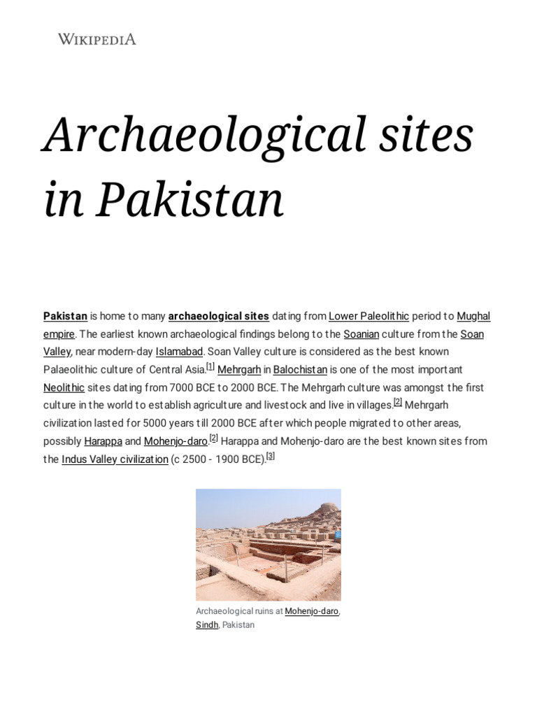 Archaeological Sites in Pakistan - Wikipedia | PDF | Indus River ...