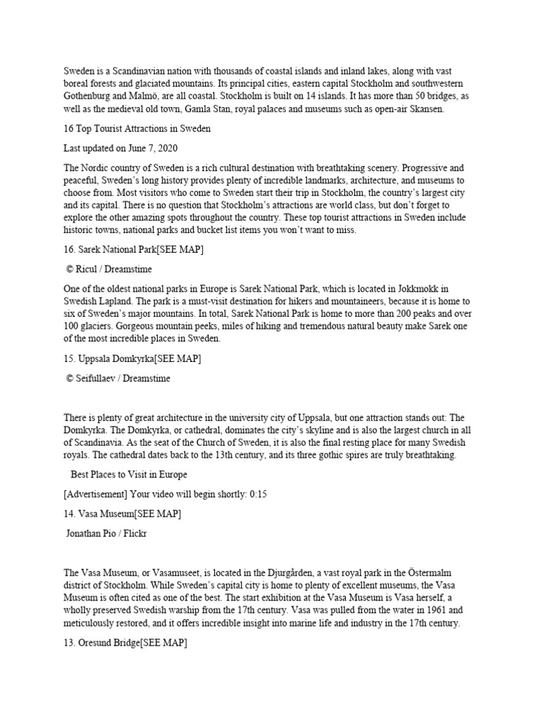 Sweden | Download Free PDF | Tourism | Sweden