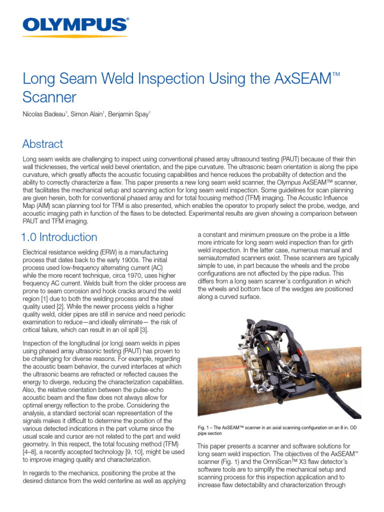 Long Seam Weld Inspection Using the AxSEAM Scanner White Paper Olympus ...