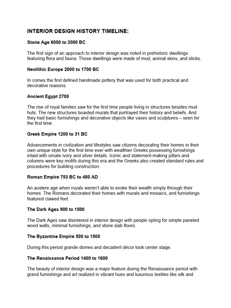 Timeline of Interior Design Eras | PDF | Art Deco | Interior Design