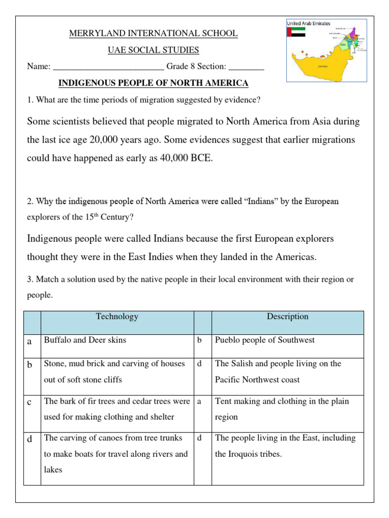 G8.Answers INDIGENOUS PEOPLE OF NORTH AMERICA | PDF | Indigenous ...