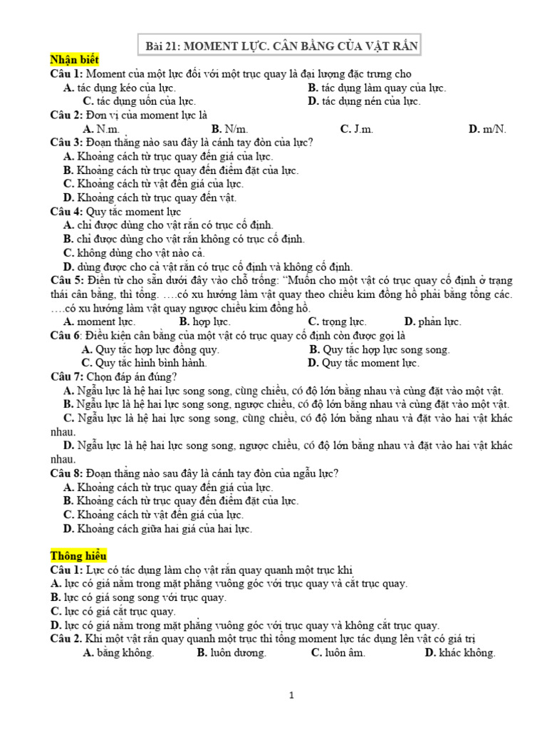 Ôn tập kiểm tra giữa kì HKII - Vật lí 10 (Năm học 2023-2024) | PDF