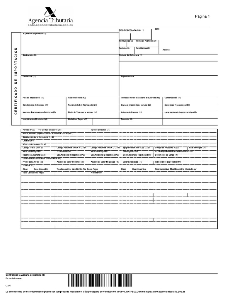 Certificado de Importación y Aduanas | PDF | aduana | Economias