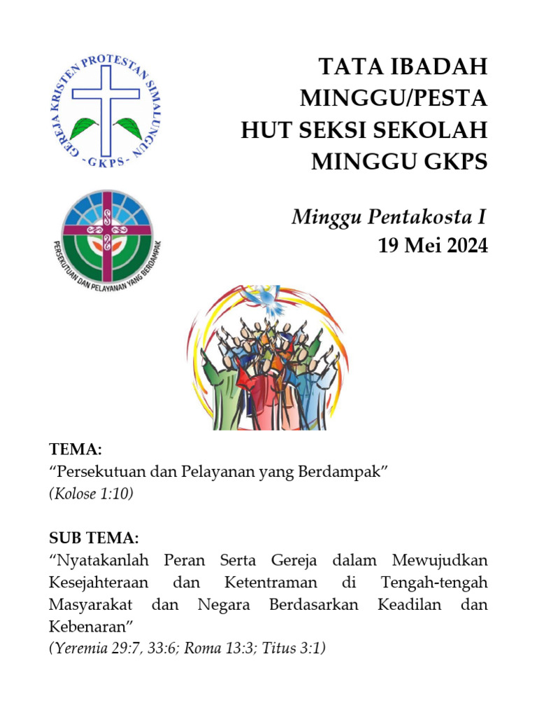 Tata Ibadah Pesta Seksi Sekolah Minggu GKPS 2024 (Bahasa Indonesia) | PDF | Agama & Spiritualitas