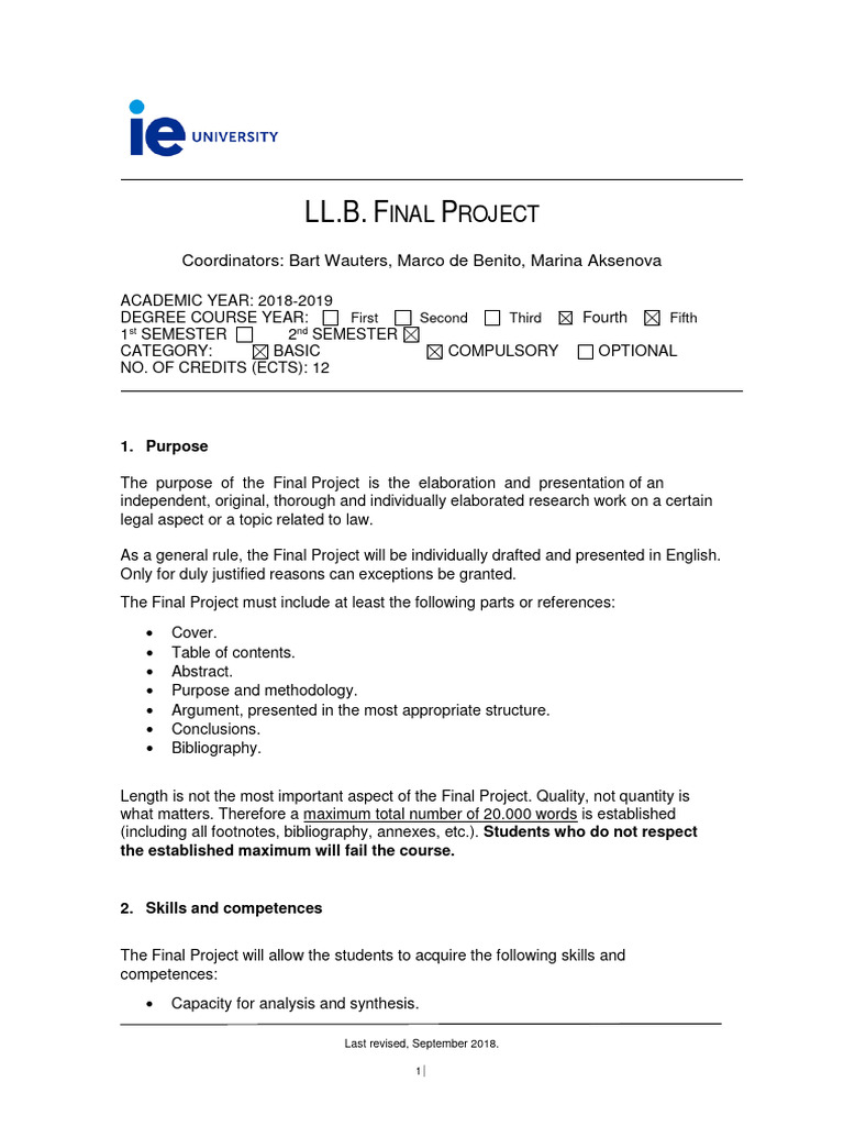 LLB Final Project Instructions 1 | PDF | Citation | Methodology