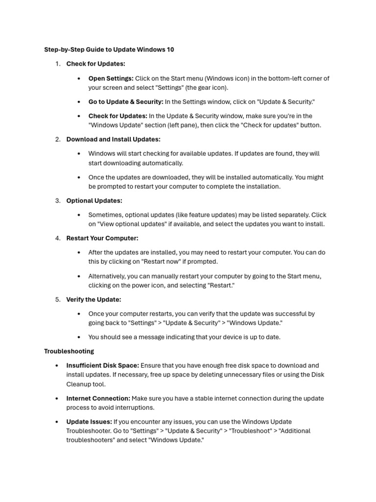 Update Windows 10: Step-by-Step Guide | PDF | Windows 10 | Microsoft ...