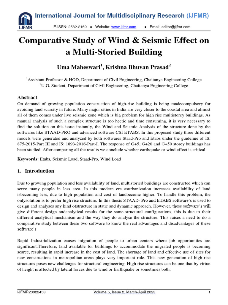 High Rise Building Analysis | PDF | Structural Load | Bending