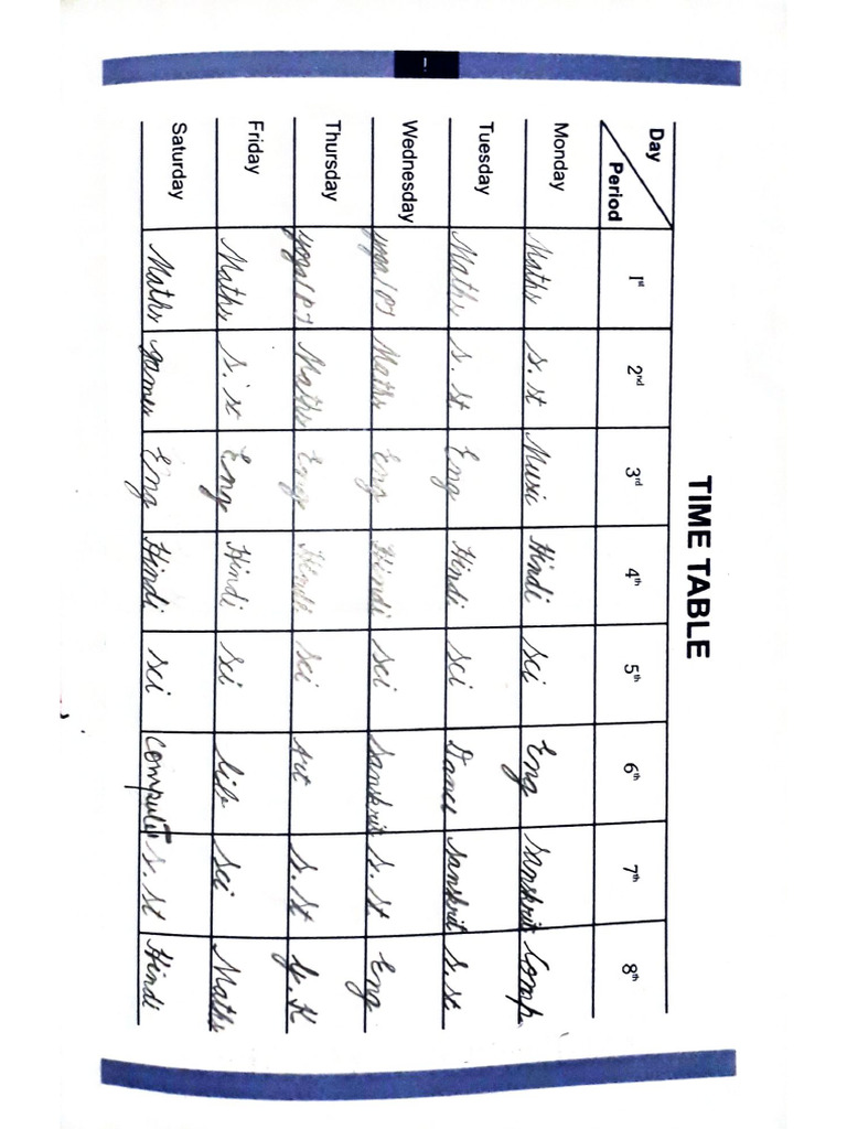 Time table class 6th | PDF