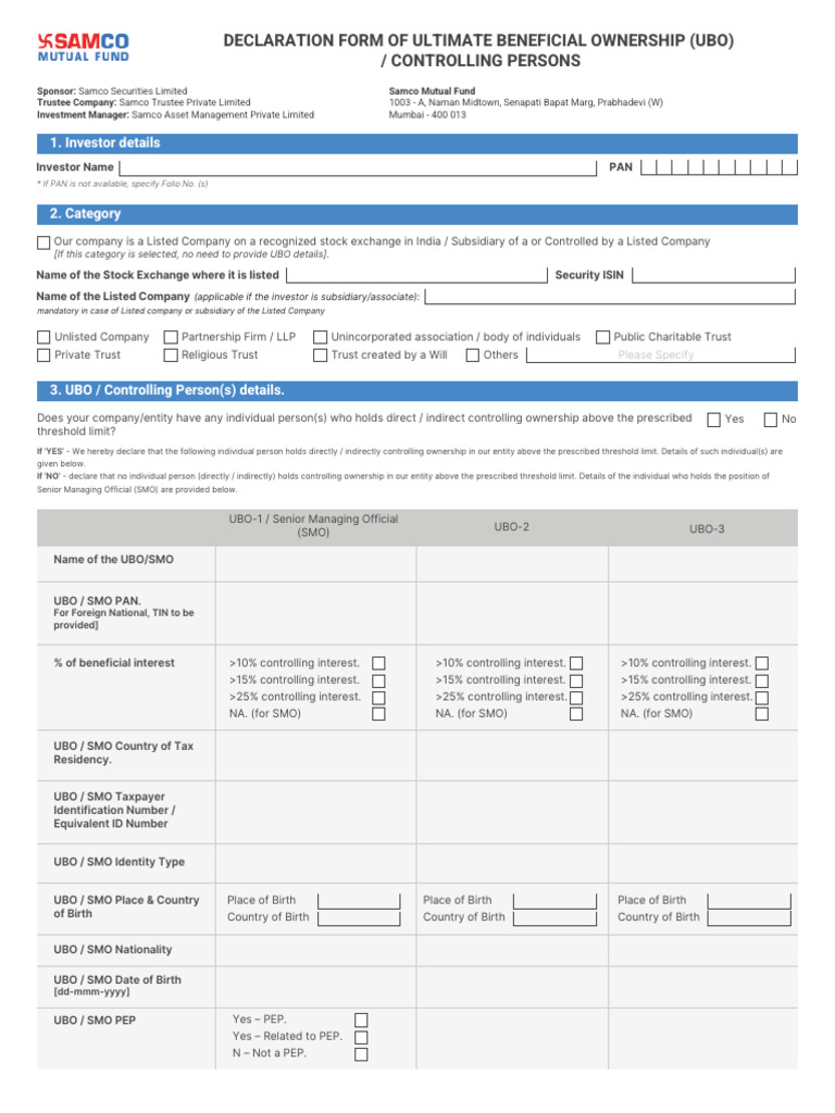 DeclarationformofUltimateBeneficialOwnership (UBO) 1695824678 | PDF | Investing | Ownership
