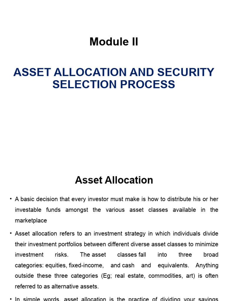 4 Asset Allocation | PDF | Asset Allocation | Investing