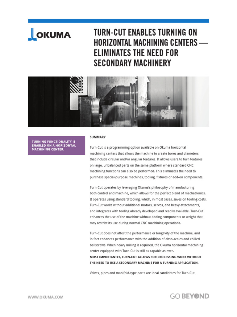 Okuma Turn-Cut: CNC Machining Innovation | PDF | Machining | Machine Tool