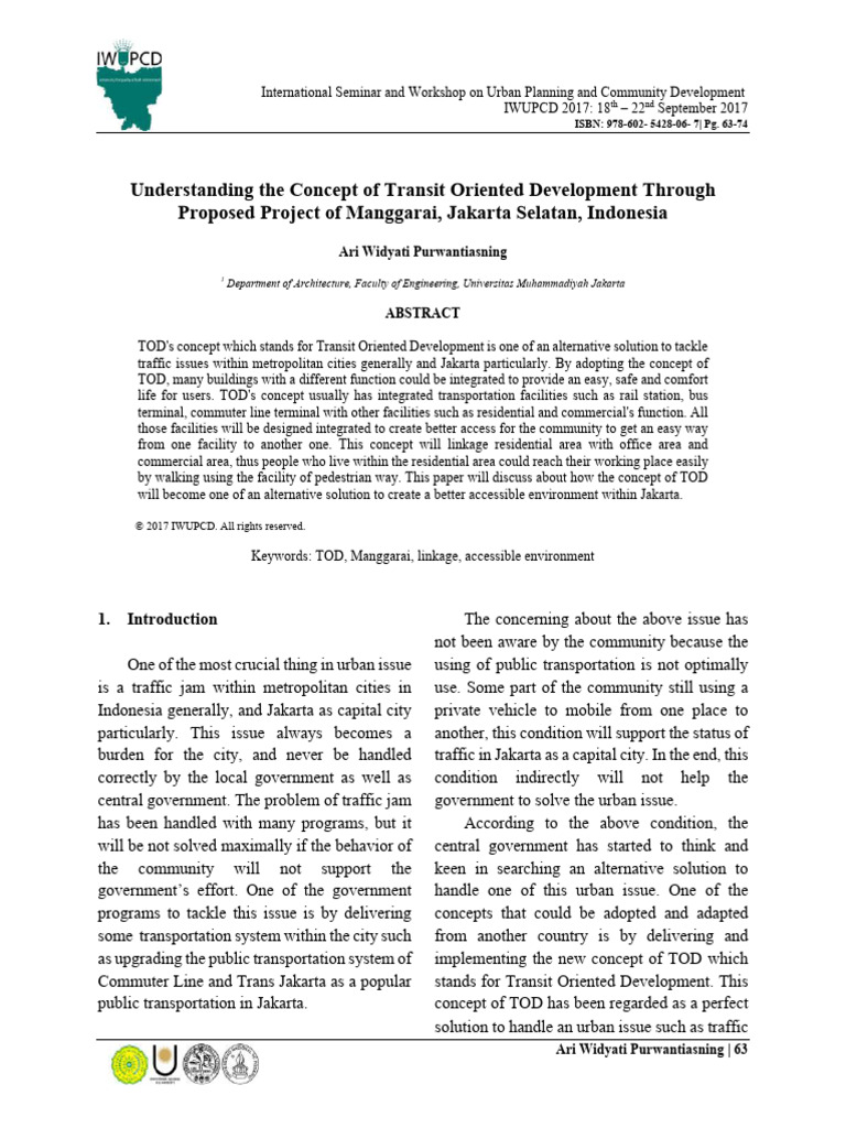 Transit Oriented Development in Jakarta | PDF | Public Transport ...