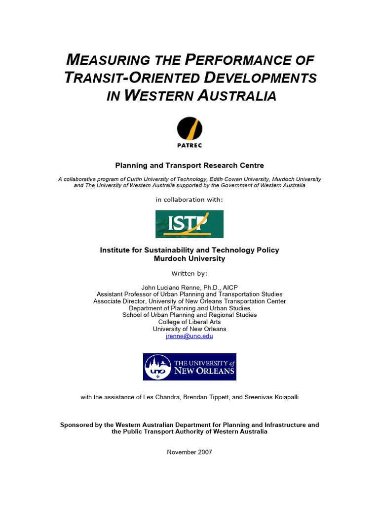 Measuring The Performance of Transit-Oriented Developments in Western ...