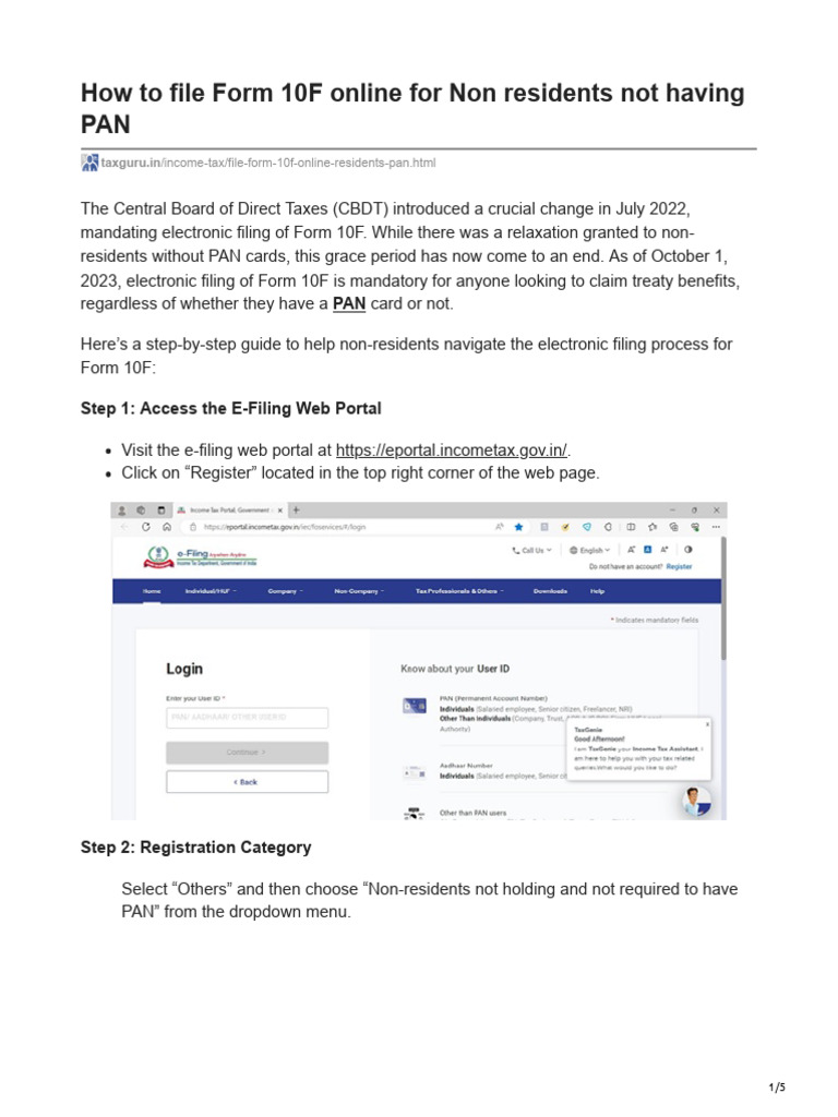 How To Register For Form-10F | PDF | Payments | Government Finances