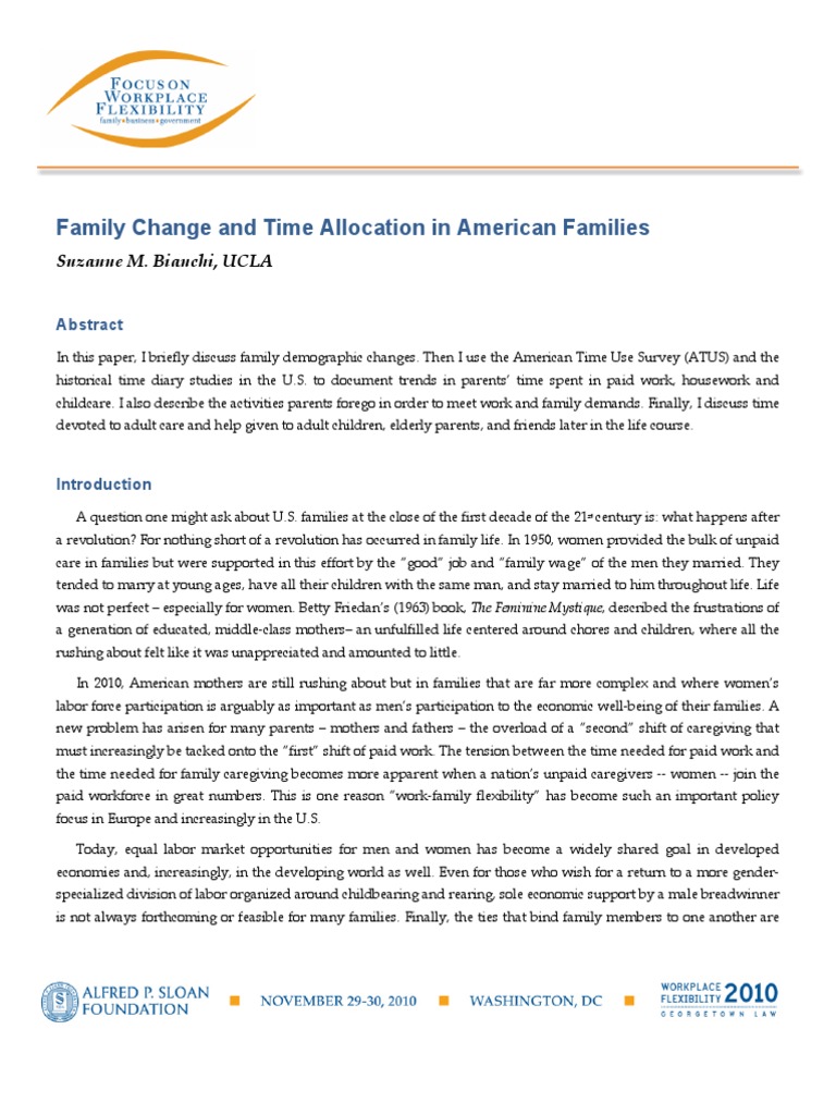 Family Change and Time Allocation in American Families | PDF | Single ...
