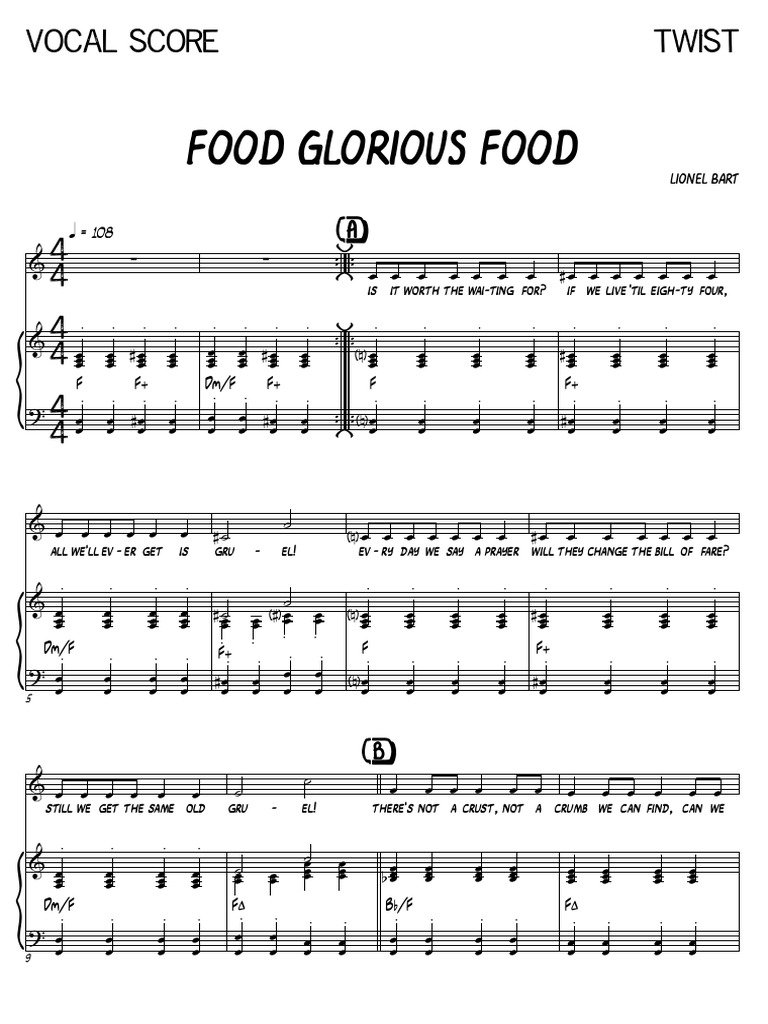 Food Glorious Food Vocal Score | PDF