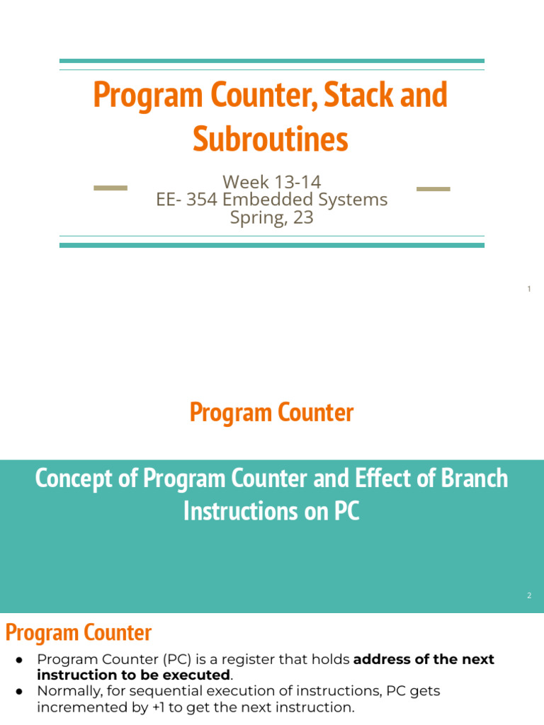 Week 13-14 PC Stack & Subroutines | PDF | Pointer (Computer Programming) | Computer Science