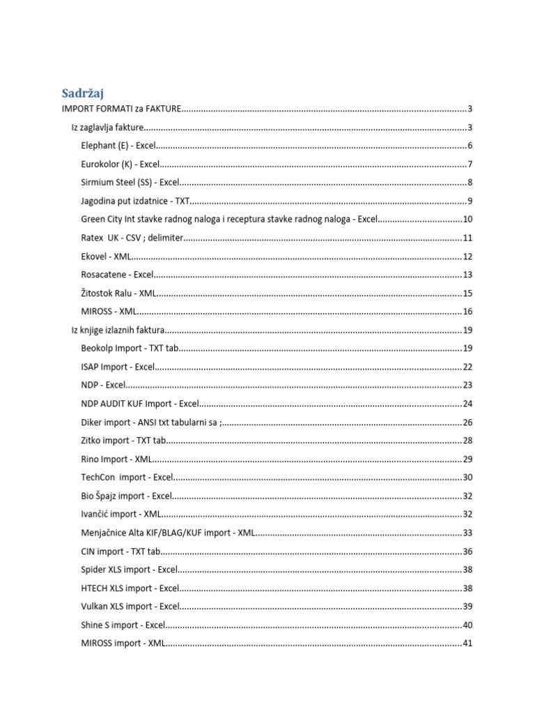 Import Formati Za Fakture | PDF