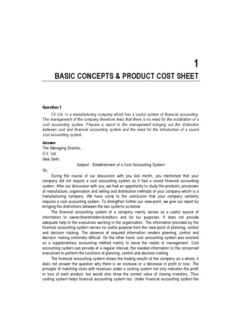 Example of Cost Sheet | Cost Accounting | Cost