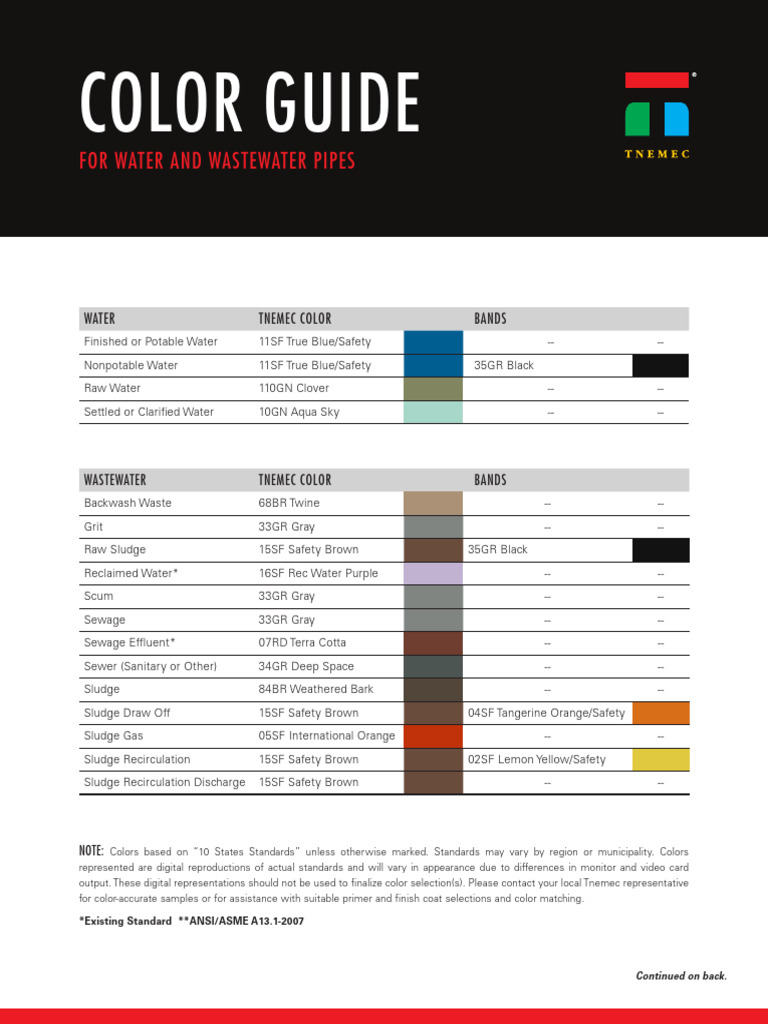 Tnemec Color Guide for Water Pipes | PDF | Sewage Treatment | Yellow