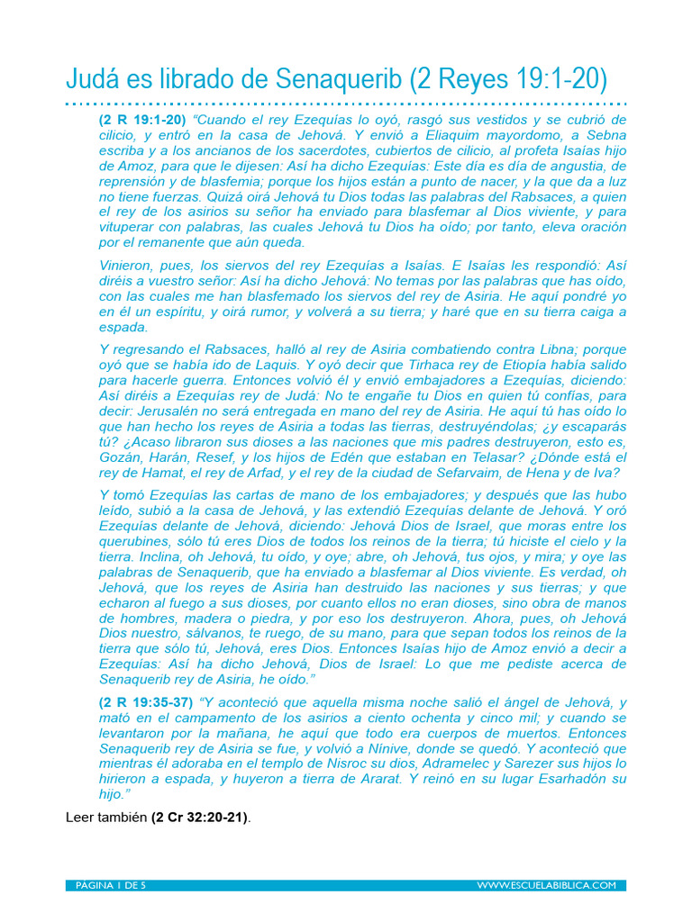 Juda Es Librado de Senaquerib | PDF | Oración | Asiria