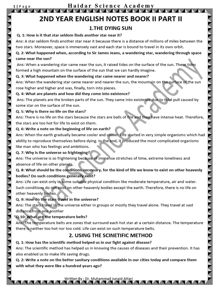 2ND YEAR ENGLISH NOTES PART II | PDF | Louis Pasteur | Mustafa Kemal ...