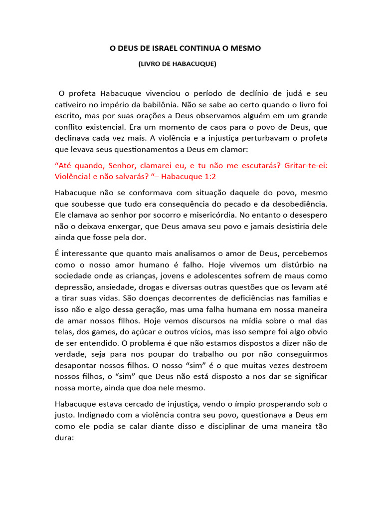 O Deus de Israel Vive | PDF | Amor | Deus