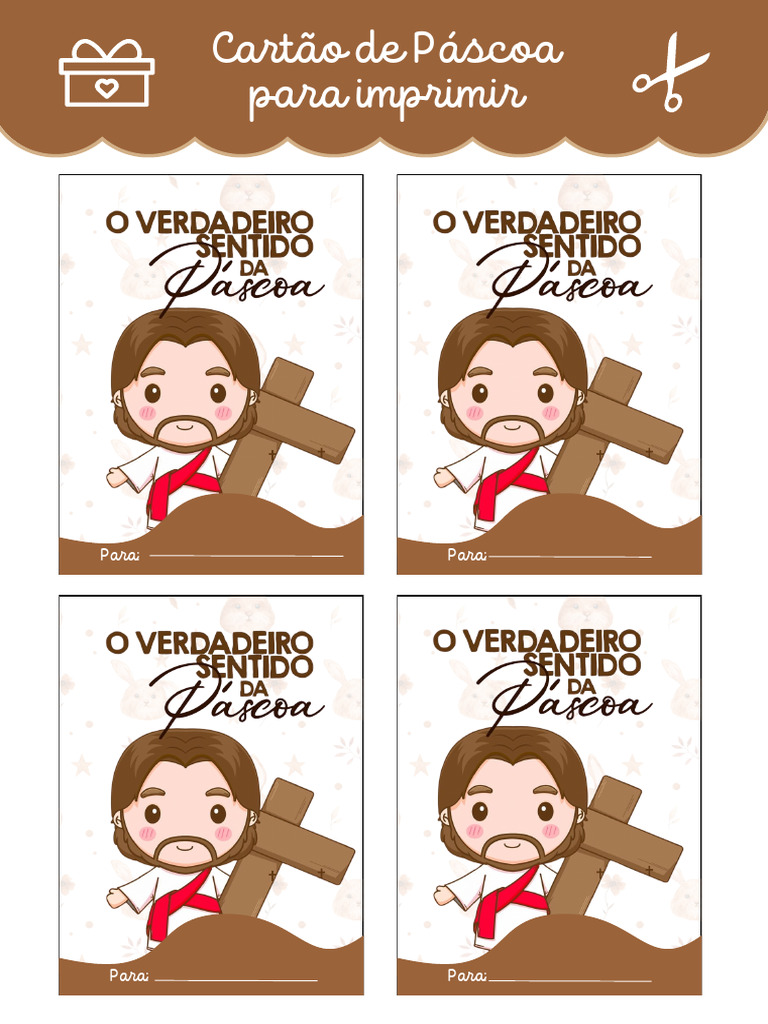 Documento A4 feliz páscoa para imprimir ilustrado marrom | PDF