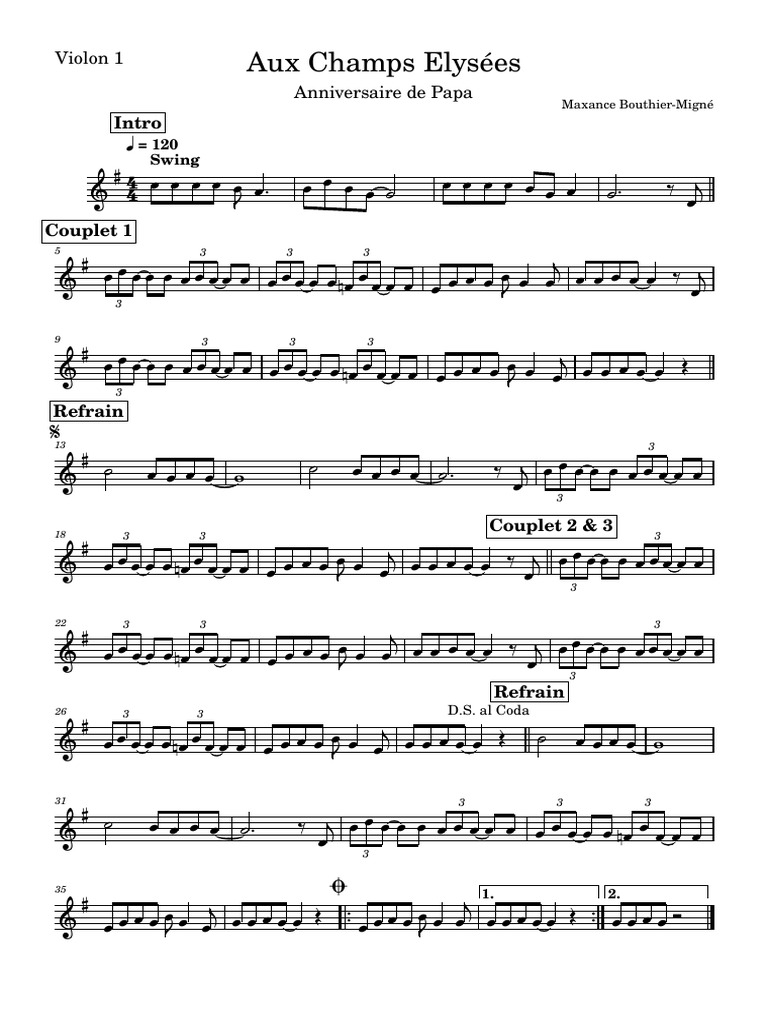 Aux Champs Elysées-Violon - 1 | PDF