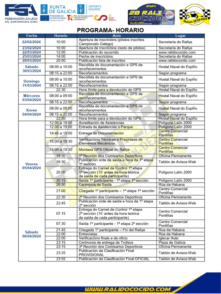 Programa-Horario-28-Rali-do-Cocido | PDF