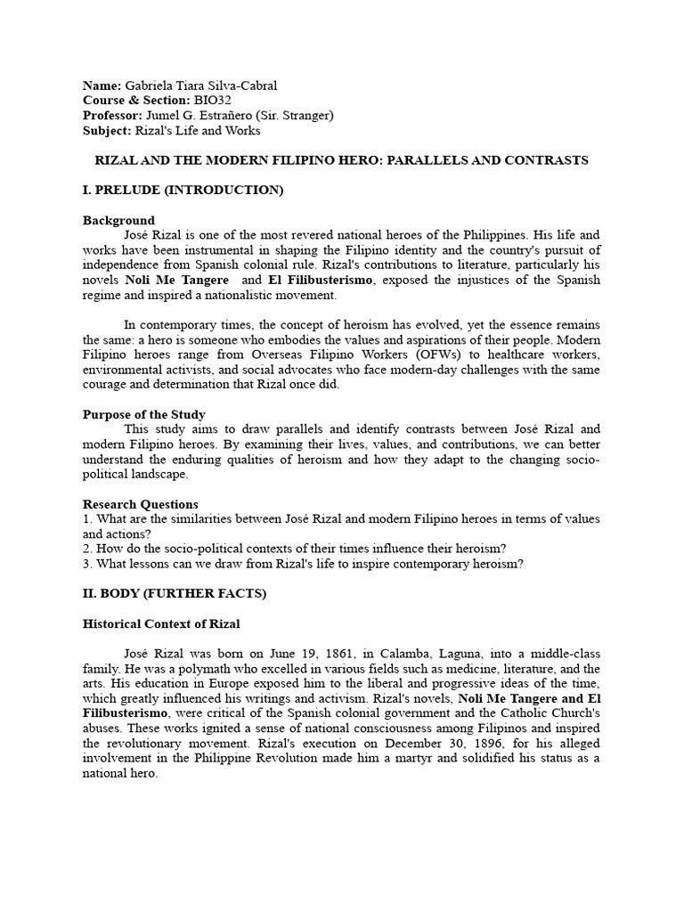 SILVA-CABRAL - Rizal and The Modern Filipino Hero Parallels and ...