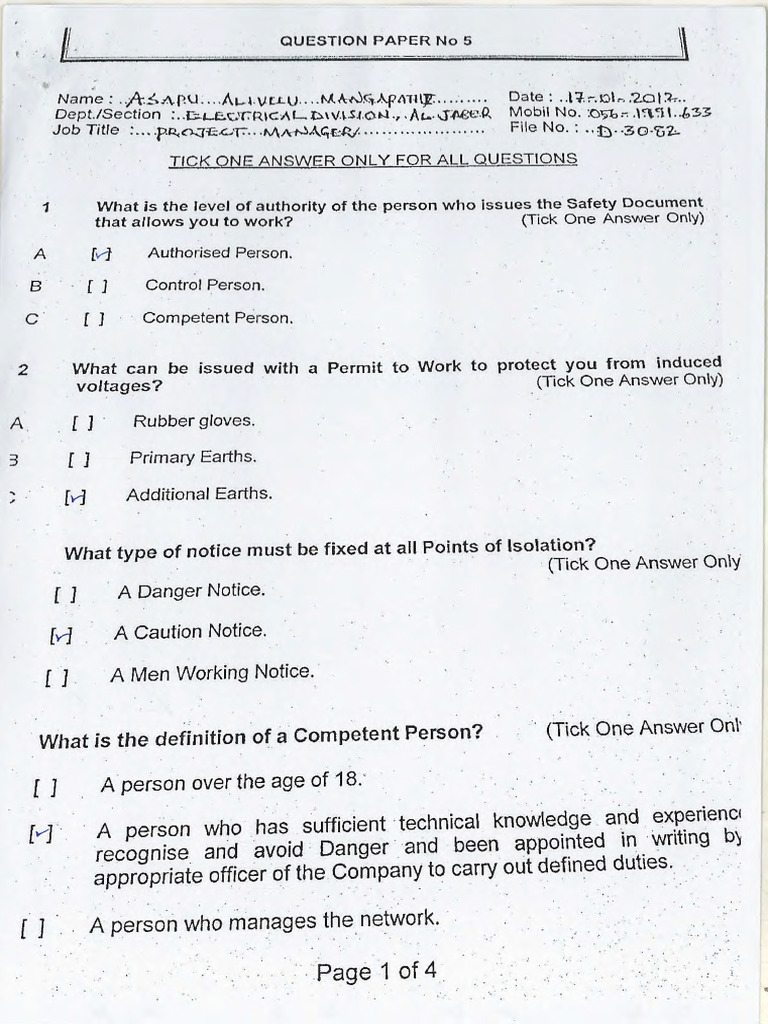 Competency Hse Questions | PDF