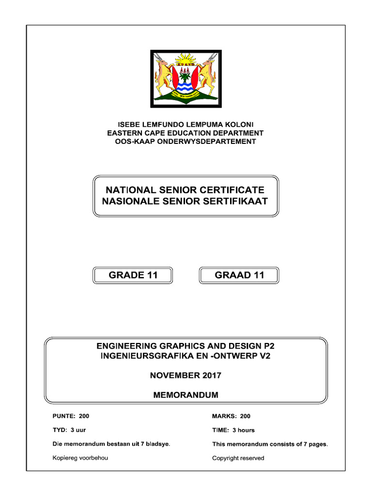 Egd Gr11 p2 2017 Memo | PDF