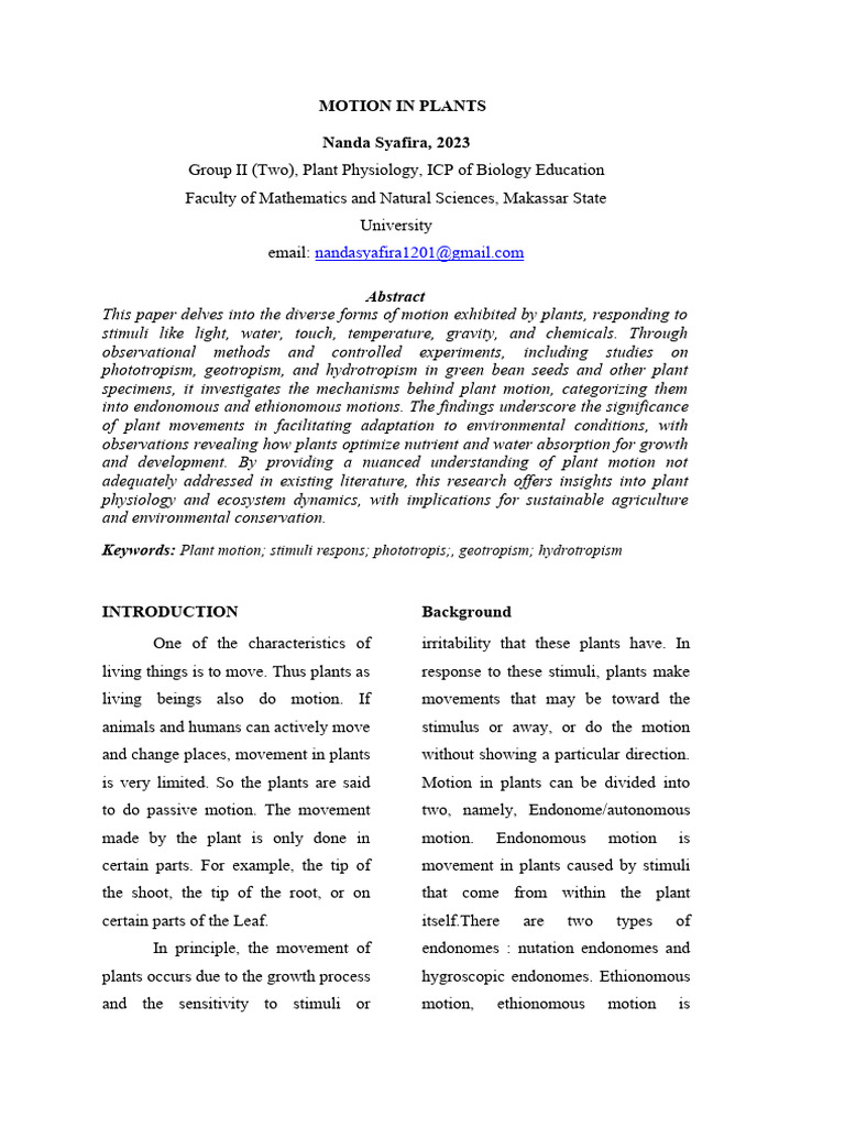Article Plant Growth | PDF | Plants | Stimulus (Physiology)