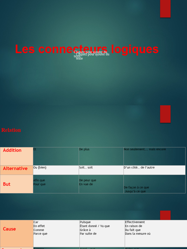 Connecteurs logiques en français | PDF