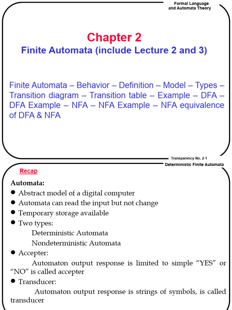 Chapter 02 - Finite Automata | PDF | Theory Of Computation | Models Of Computation