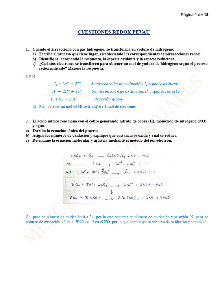 2 Cuestiones Redox PEVAU | PDF | Redox | Fenómenos científicos