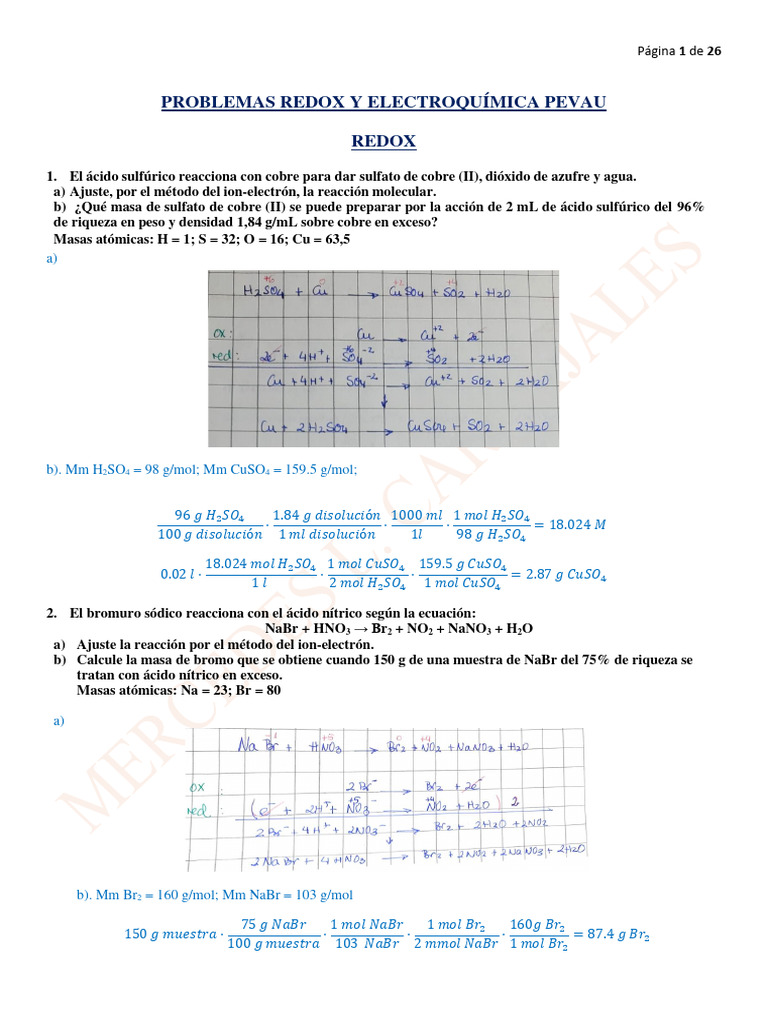 3 Problemas Redox PEVAU | PDF | Redox | Estequiometría