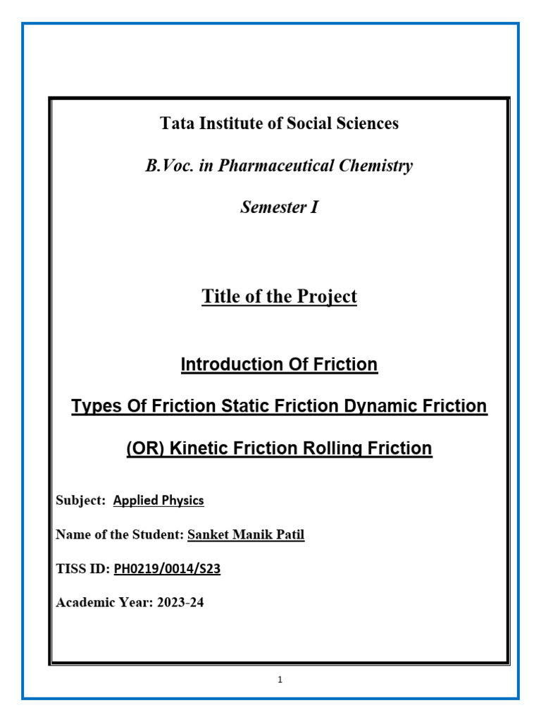 429879811 Class 12 CBSE Physics Investigatory Project on Friction (1 ...