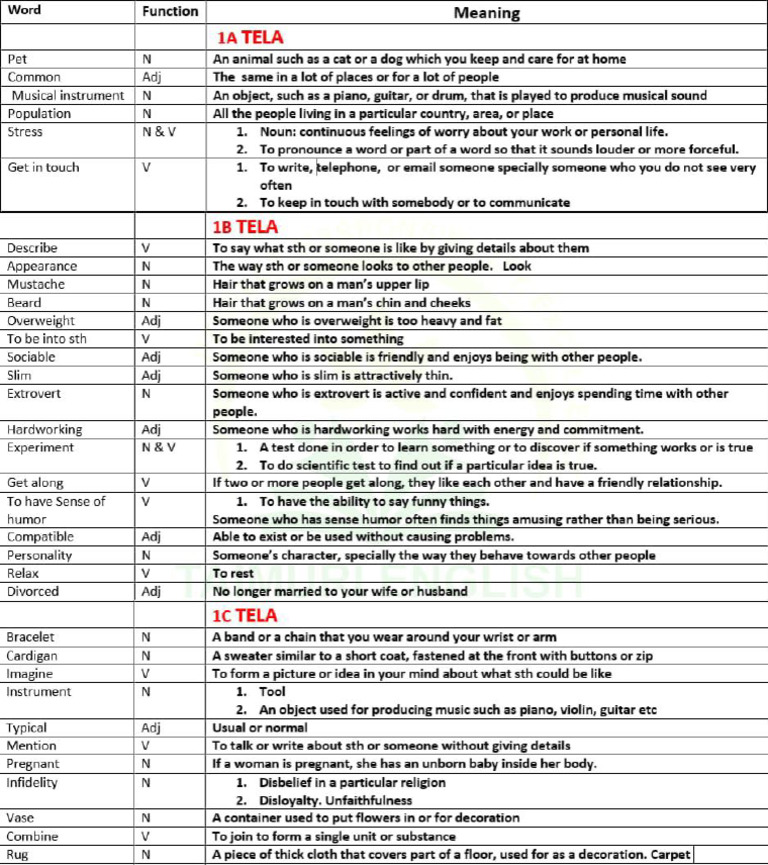 Level 1 Glossery | PDF