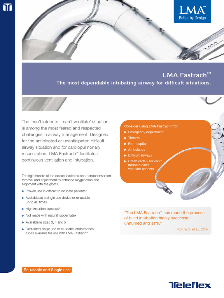 LMA Fastrach A4Data 0214 LORES FNL | PDF | Anesthesia | Medical Specialties