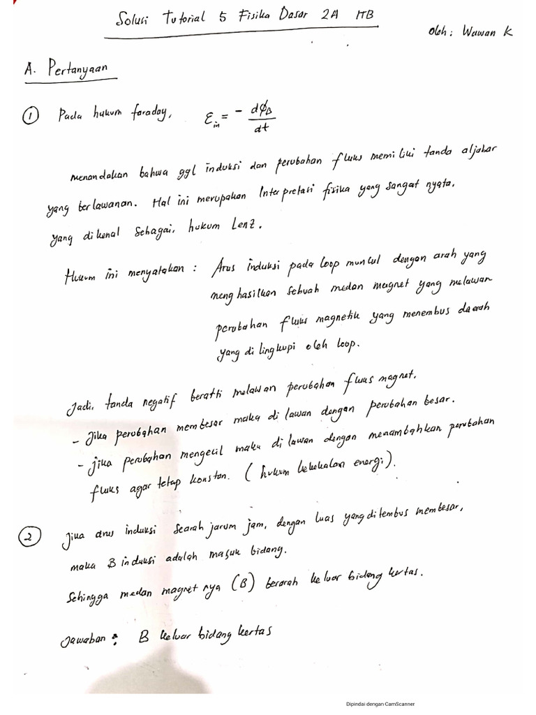 Solusi Tutorial 5 Fisika Dasar 2A ITB | PDF