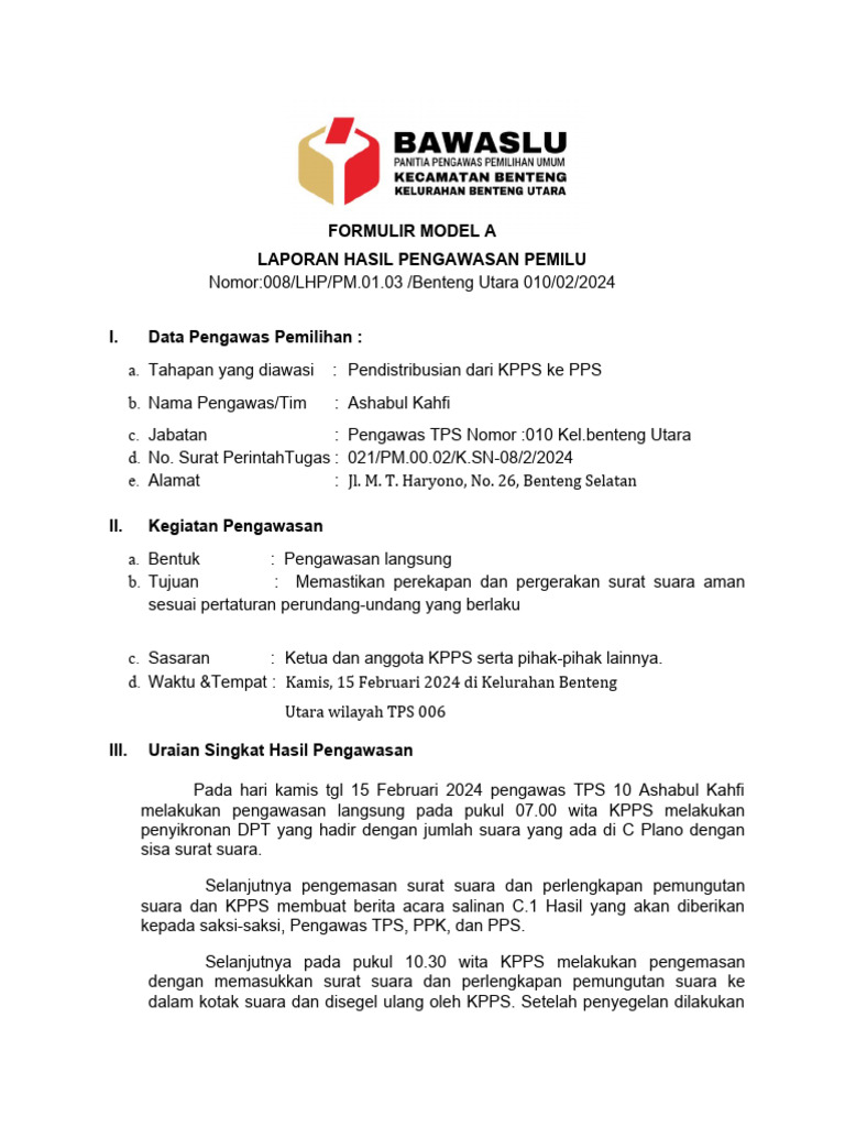 FORMULIR MODEL A DISTRIBUSI LOGISTIK DARI TPS KE PPS 15 FEB 2024 | PDF FORMULIR MODEL A DISTRIBUSI LOGISTIK DARI TPS KE PPS 15 FEB 2024 | PDF