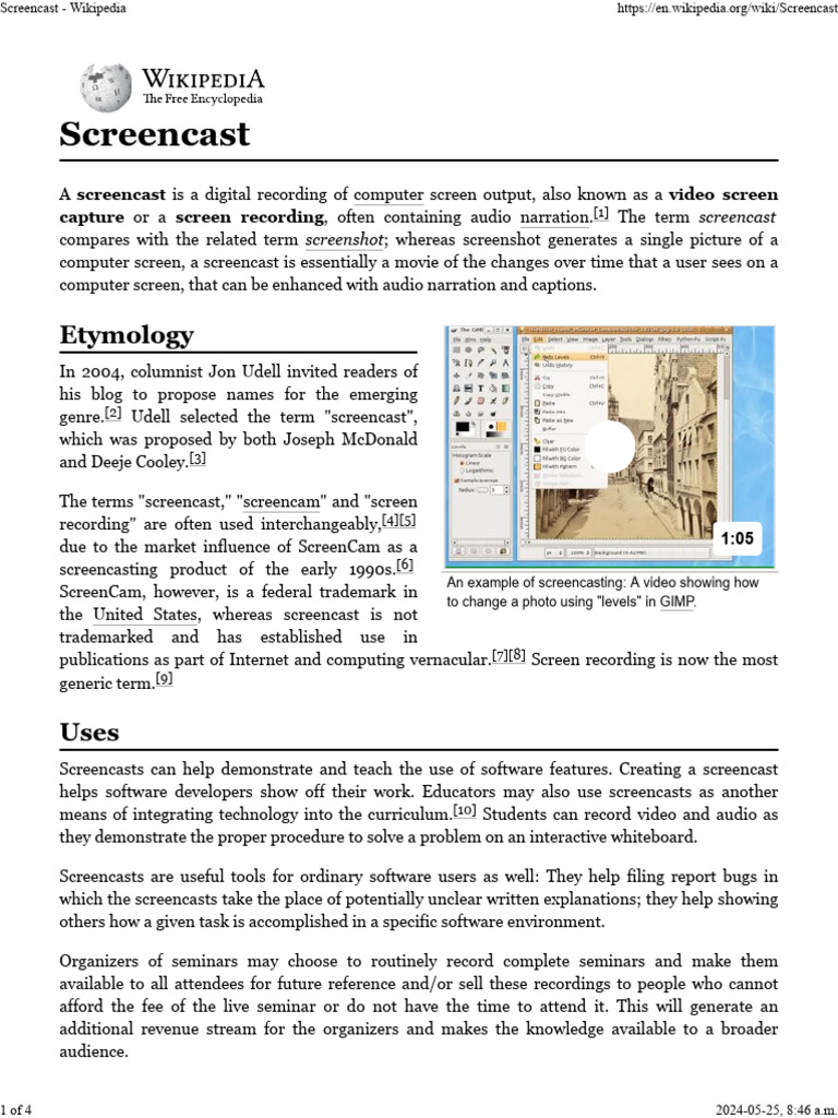 Screencast | PDF | Computing | Software