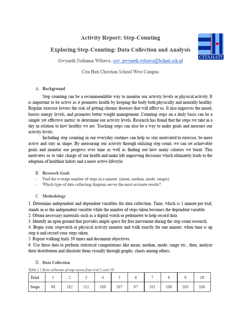 Mathematics Semester 2 Project Step Counting | PDF