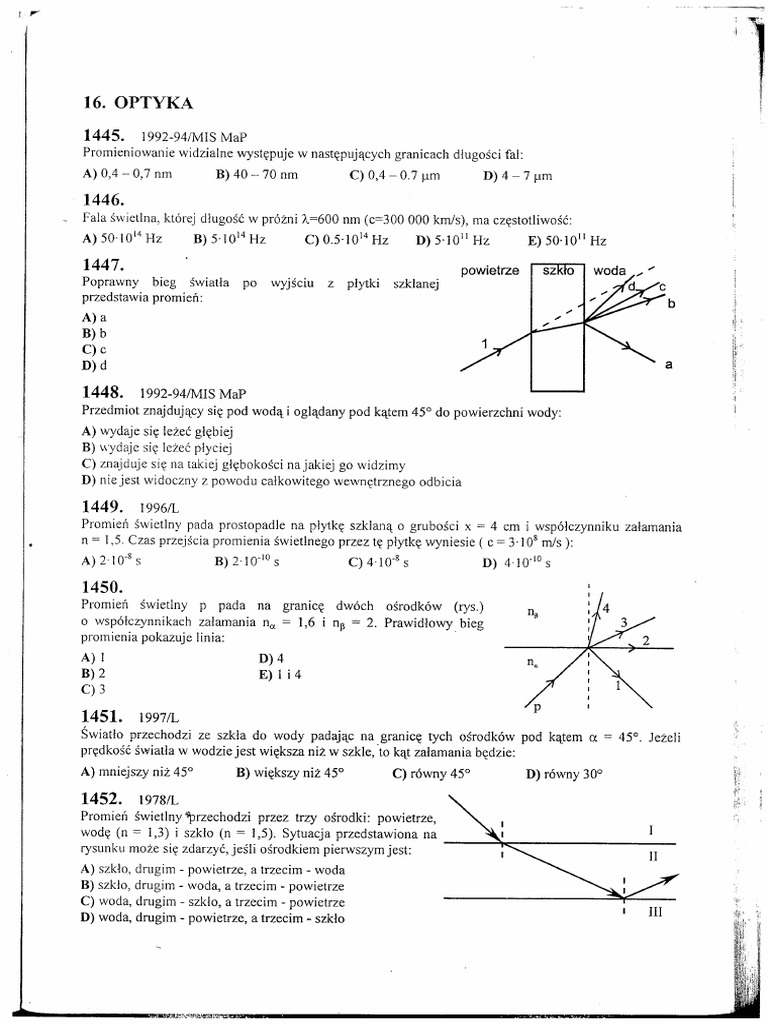 Optyka Falowa I Geometryczna - Od - Zadania - 1515 | PDF