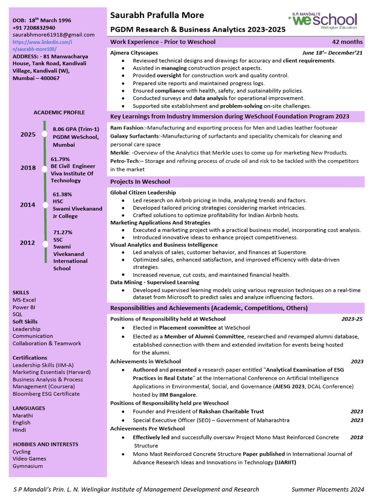Saurabh P More | PDF | Analytics | Business