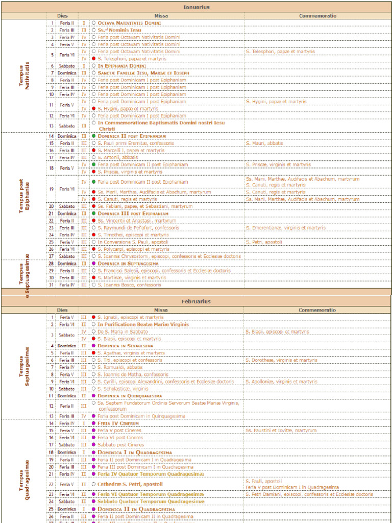 Calendarium Liturgicum Romanum Generale (2024) | PDF